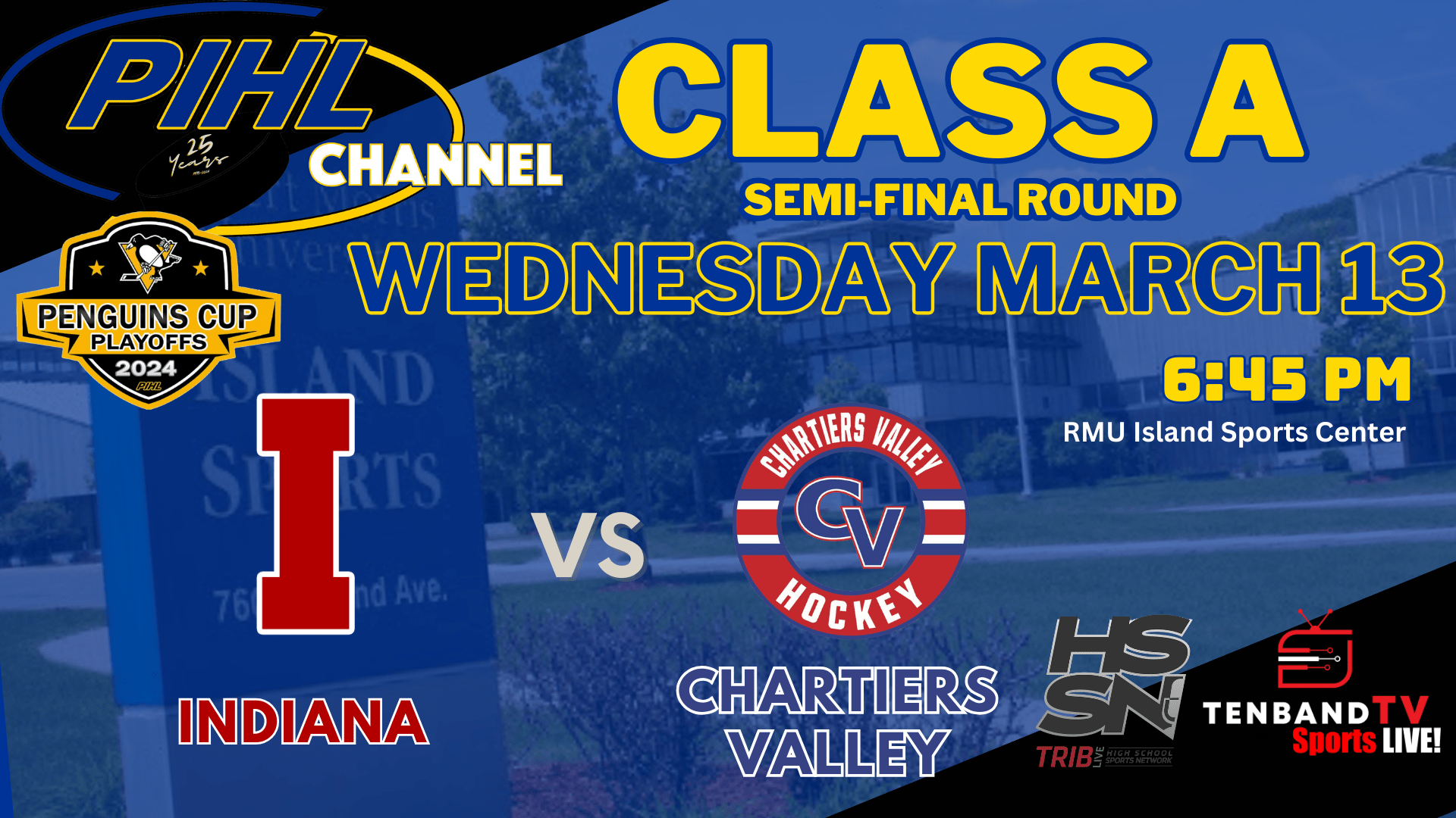 HIGHLIGHTS – Indiana vs Chartiers Valley – 2024 PIHL Penguins Cup Playoff Semifinal - TenbandTV