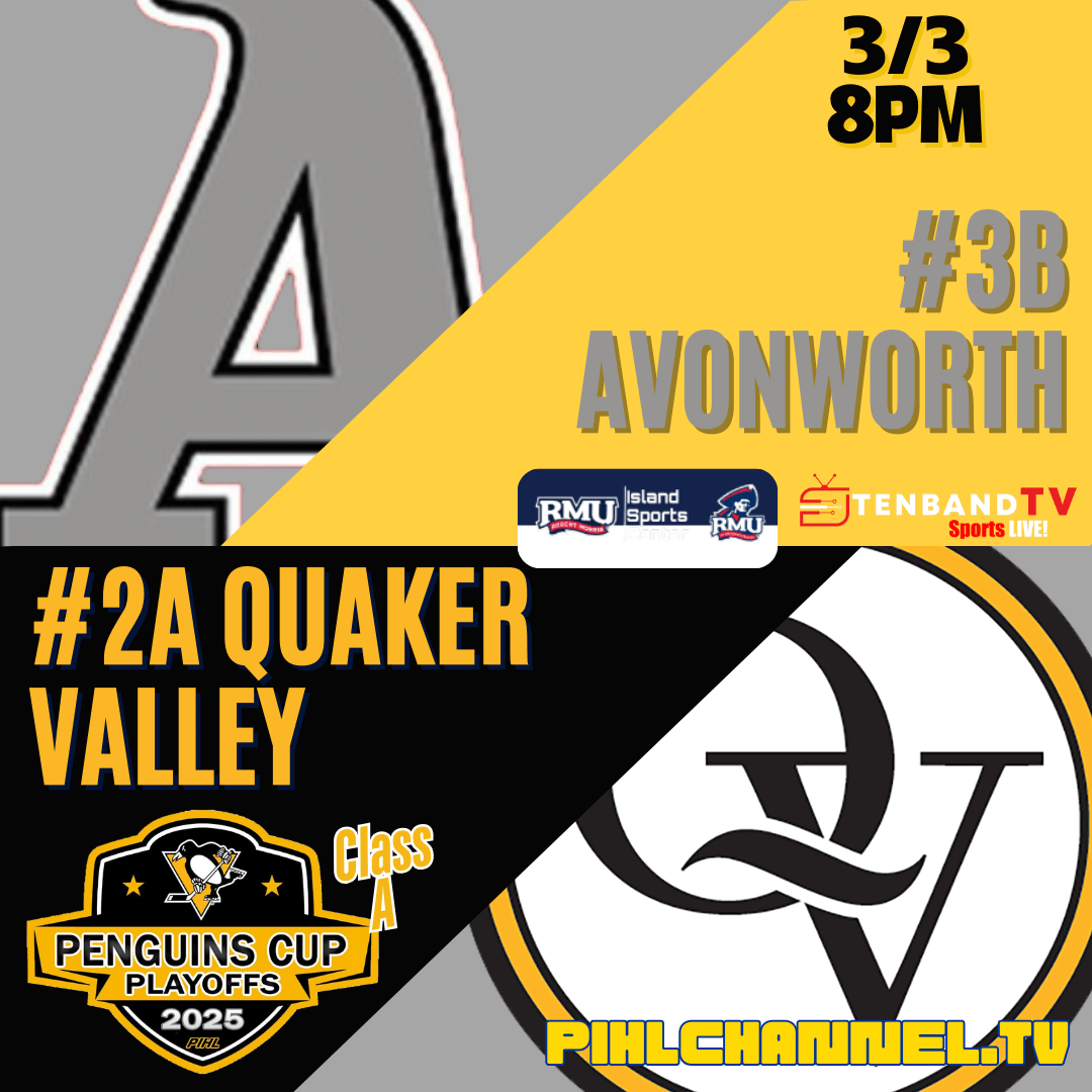 Mon Mar 3 – Avonworth vs Quaker Valley – 2025 PIHL Penguins Cup Playoffs on TenbandTV - TenbandTV